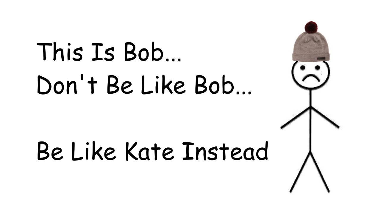 This Is Bob… Don’t Be Like Bob… Be Like Kate Instead | Streetwise Publications Ltd.